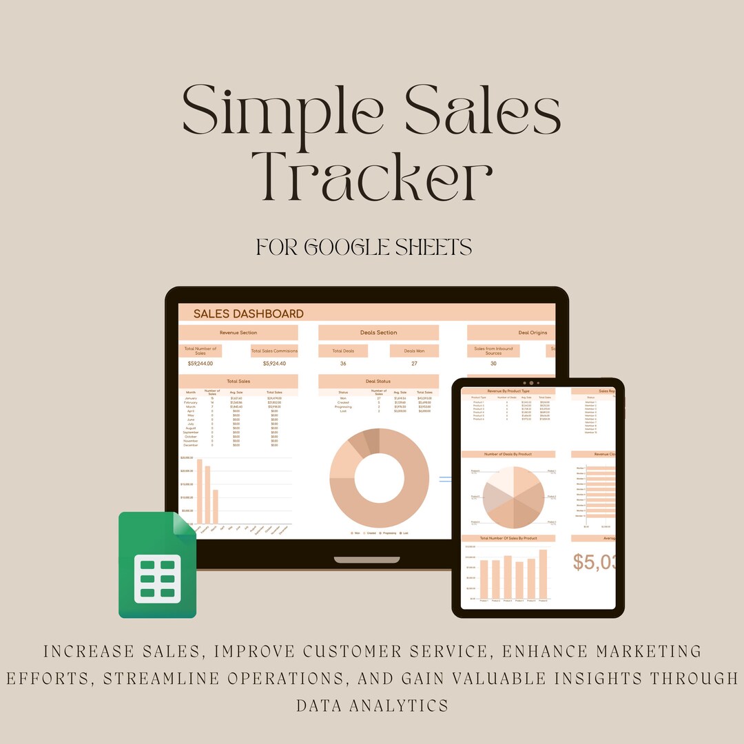 Simple Sales Google Sheets Tracker | Deal Tracker | Commission Tracker ...