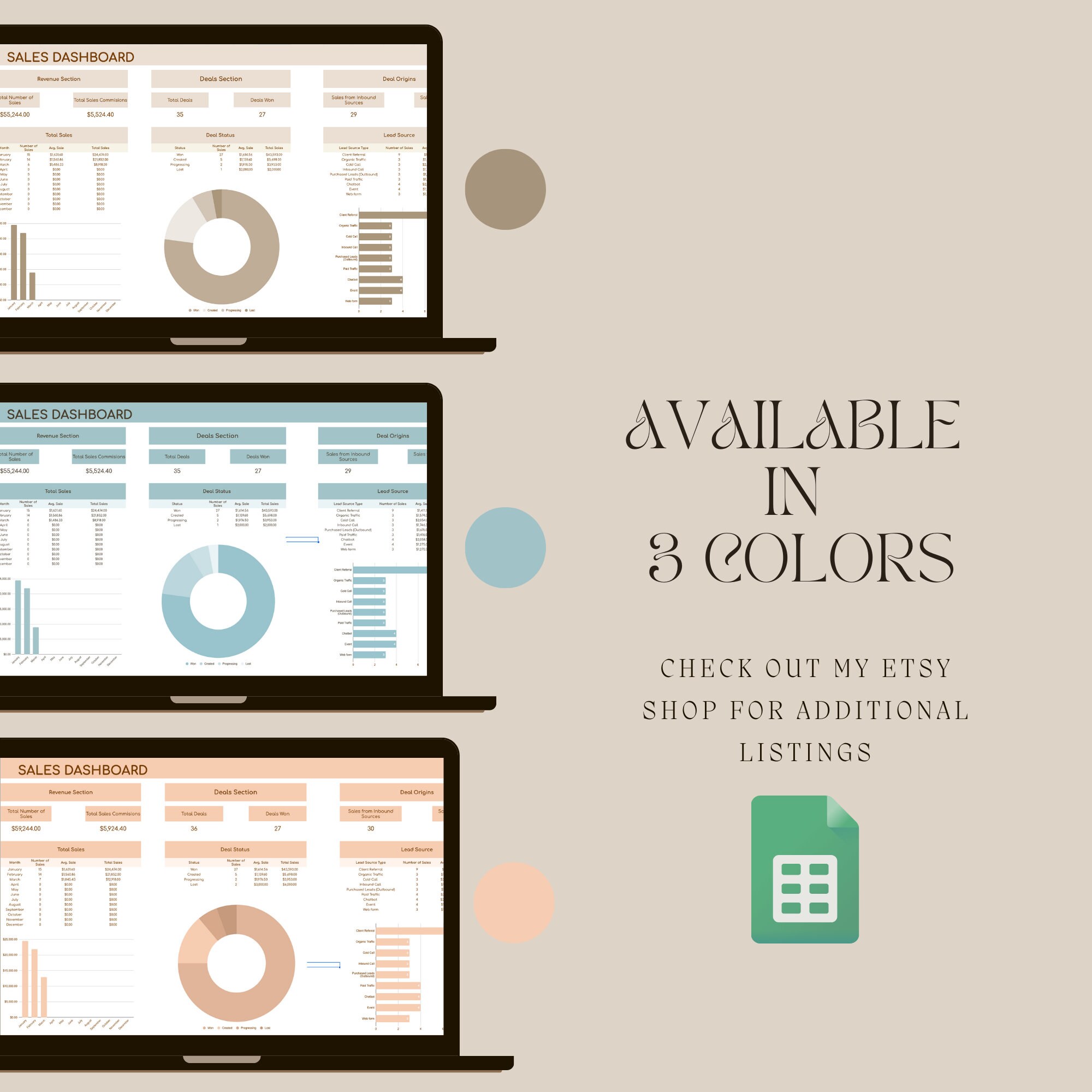 Basic Sales Google Sheets Tracker | Deal Tracker | Commission Tracker ...