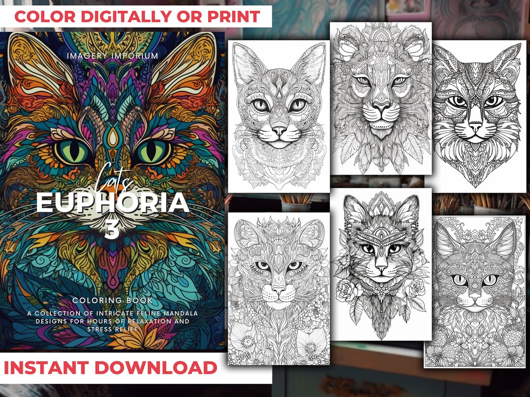 Stress, Anxiety Relief, Cat Coloring Pages, Intricate Mandala Designs ...