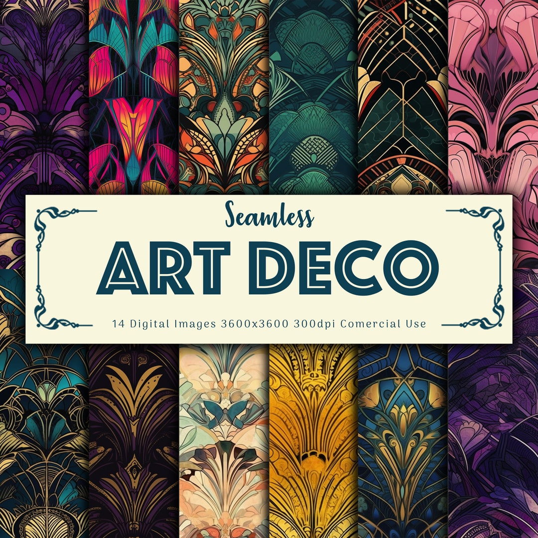 Art Deco Digital Paper, Seamless Deco Patterns With Geometric Designs ...