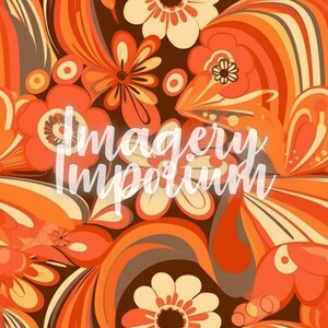 Retro Digital Paper - Summer Orange - 14 Designs - 12x12in - Commercial ...