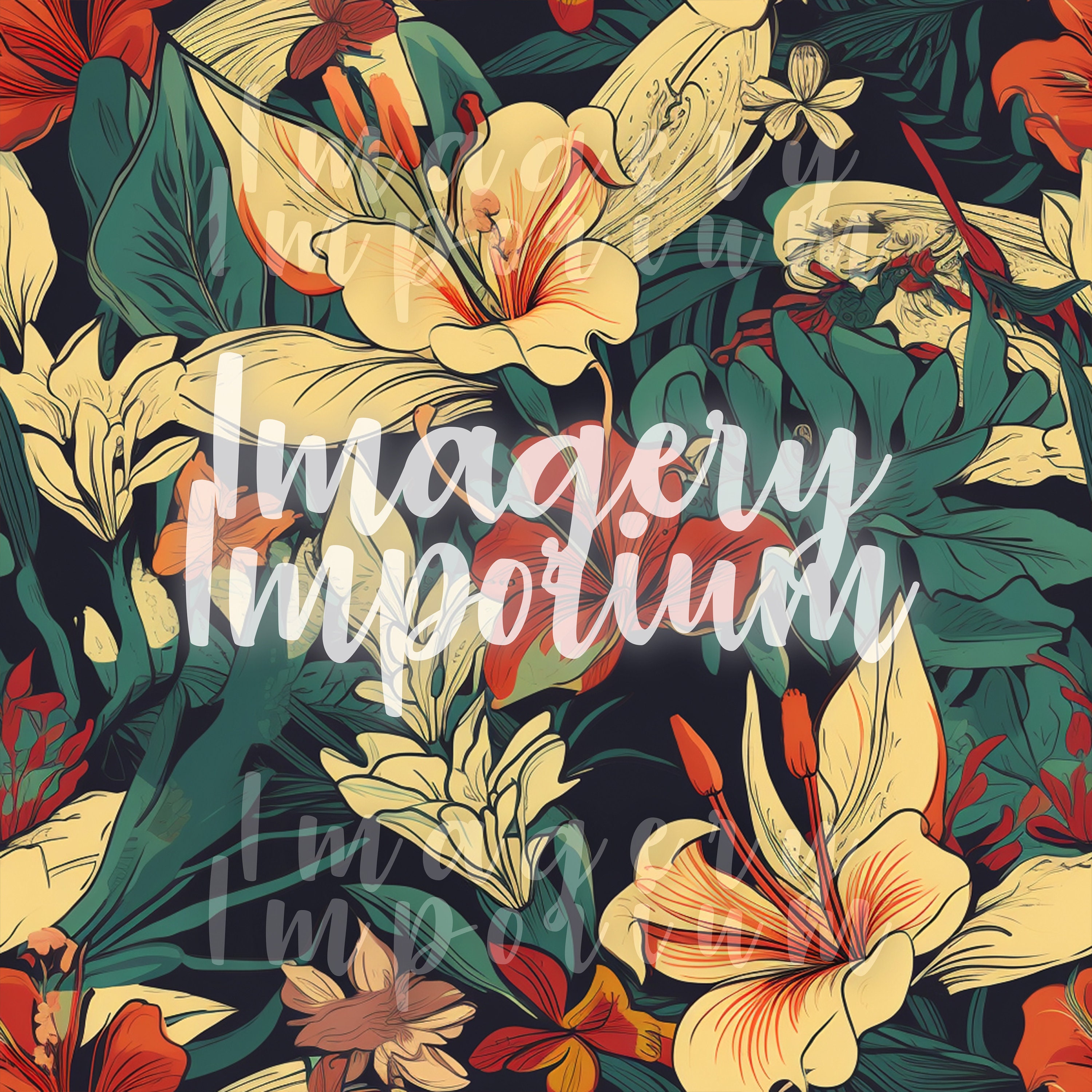 Seamless Digital Paper Summer Floral Medley Bold Colors Bright Flower ...