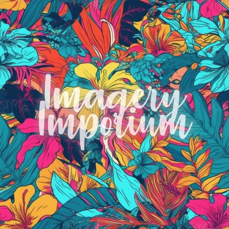 Seamless Digital Paper Summer Floral Medley Bold Colors Bright Flower ...