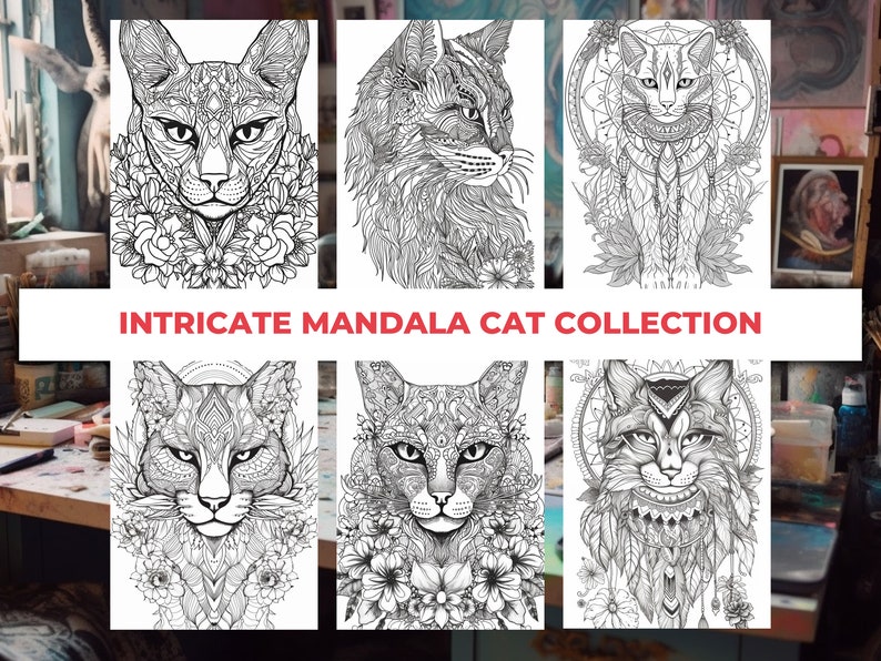 Stress, Anxiety Relief, Cat Coloring Pages With Intricate Mandala ...