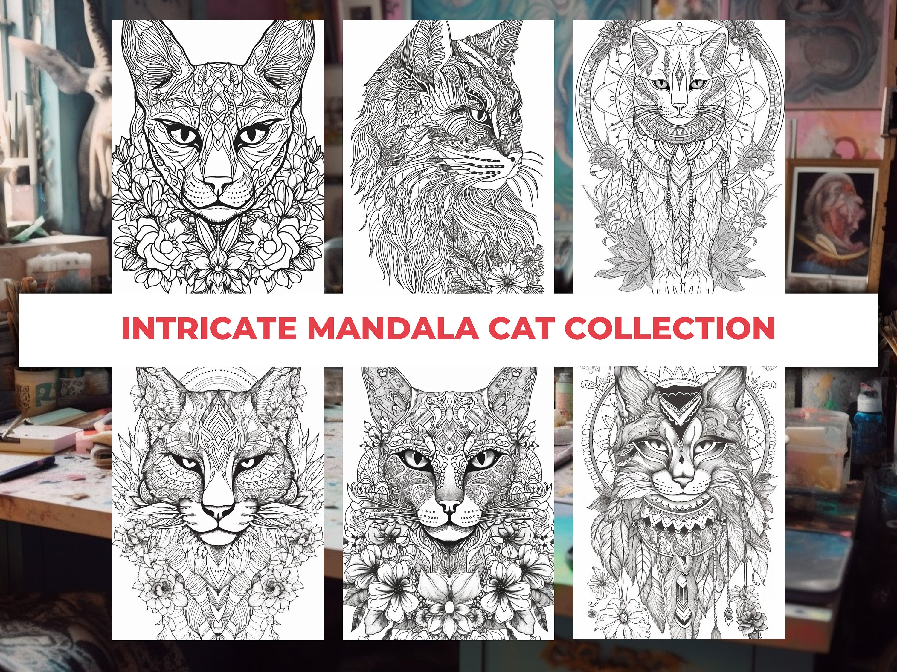 Stress, Anxiety Relief, Cat Coloring Pages With Intricate Mandala ...