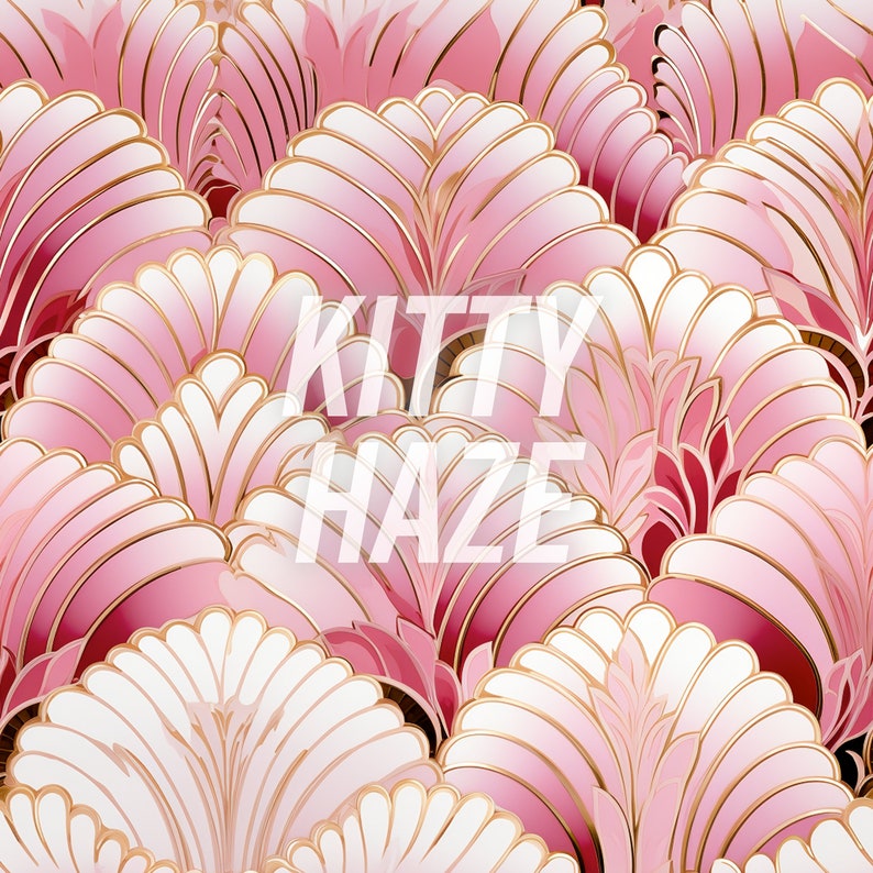 Pink & Gold Art Deco Digital Paper, Seamless Patterns Geometric Designs ...