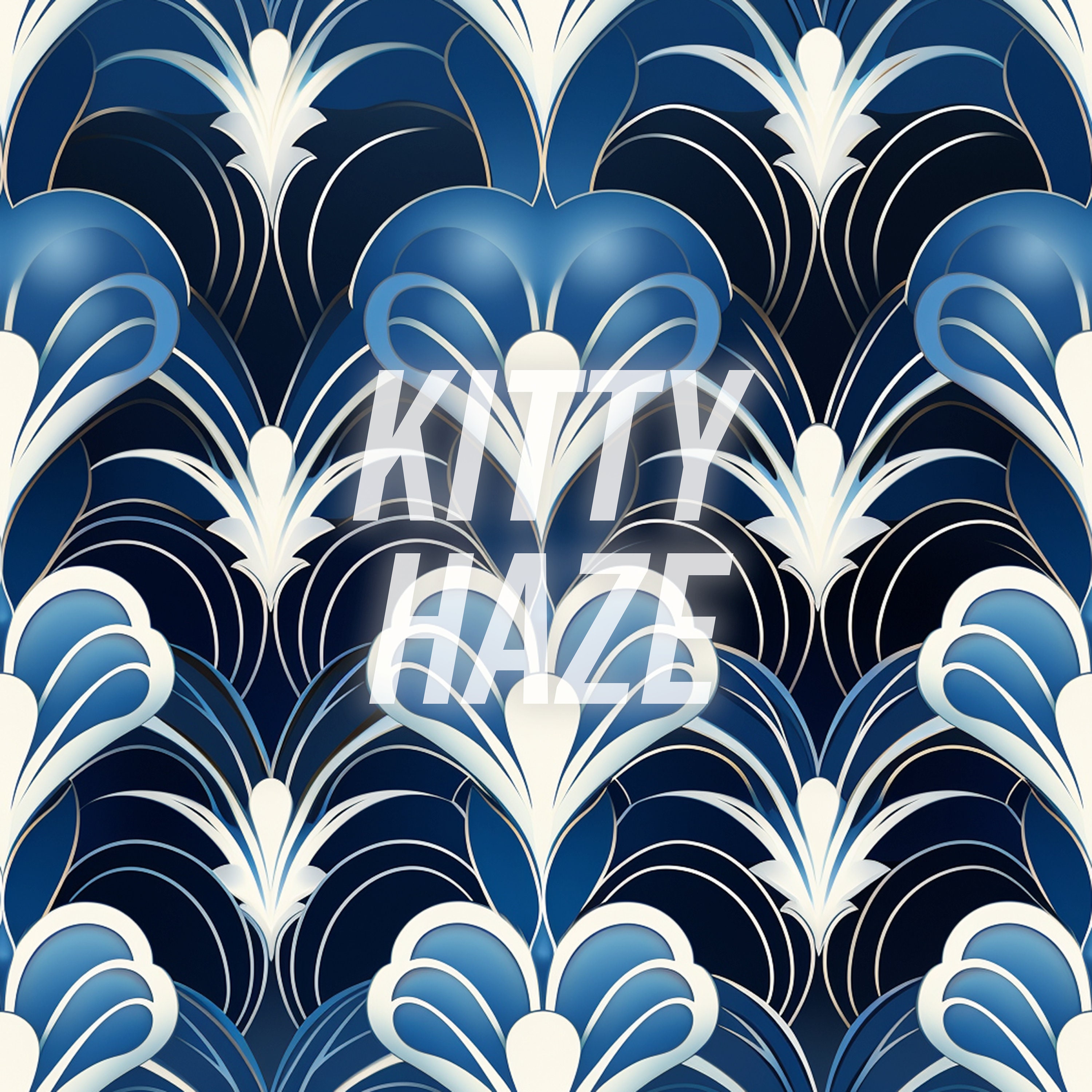 Blue & White Art Deco Digital Paper, Seamless Pattern Geometric Design ...