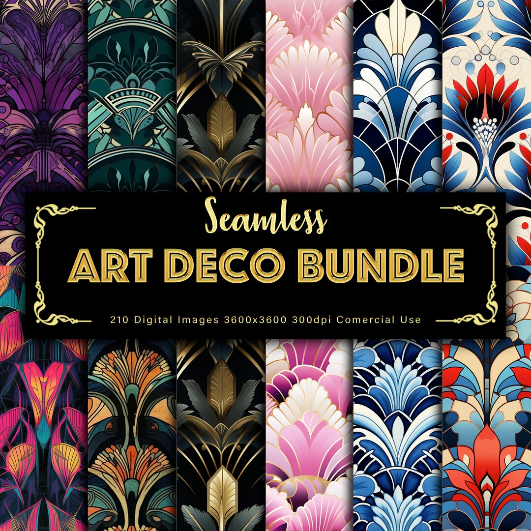 Art Deco Digital Paper Store Bundle, Seamless Pattern Geometric Design ...