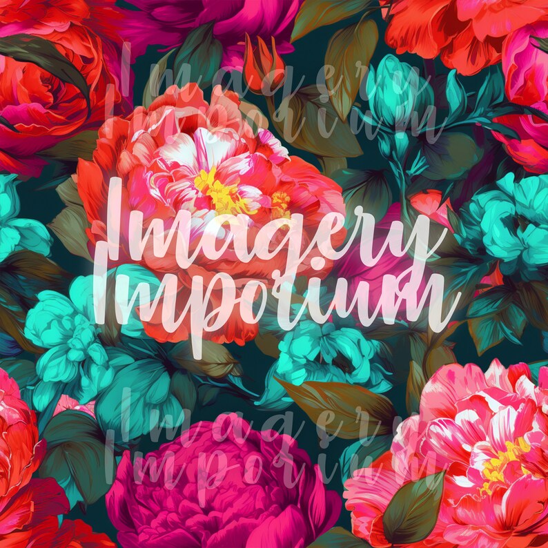 Seamless Digital Paper Summer Floral Medley Bold Colors Bright Flower ...