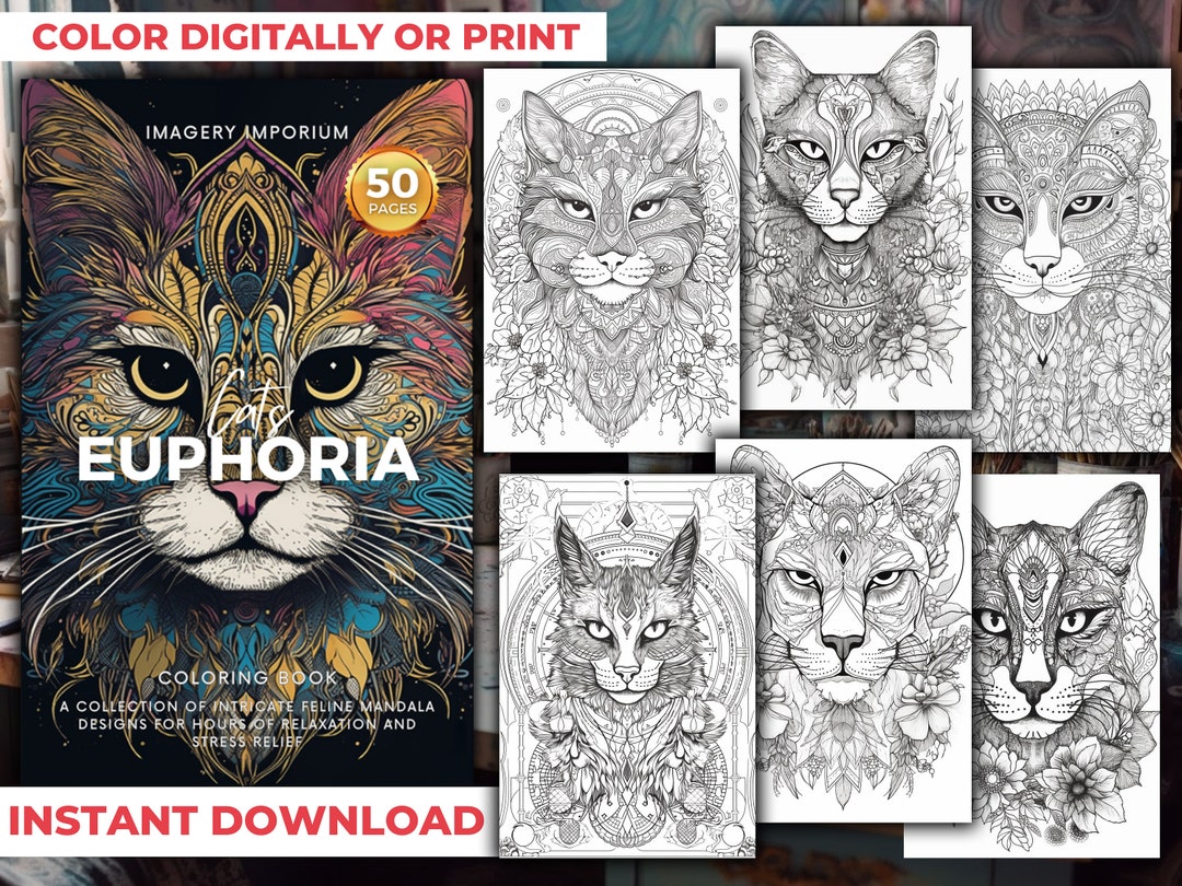 Stress, Anxiety Relief, Cat Coloring Pages With Intricate Mandala ...