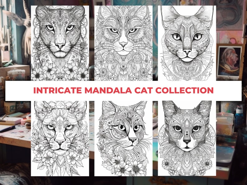 Stress, Anxiety Relief, Cat Coloring Pages With Intricate Mandala ...