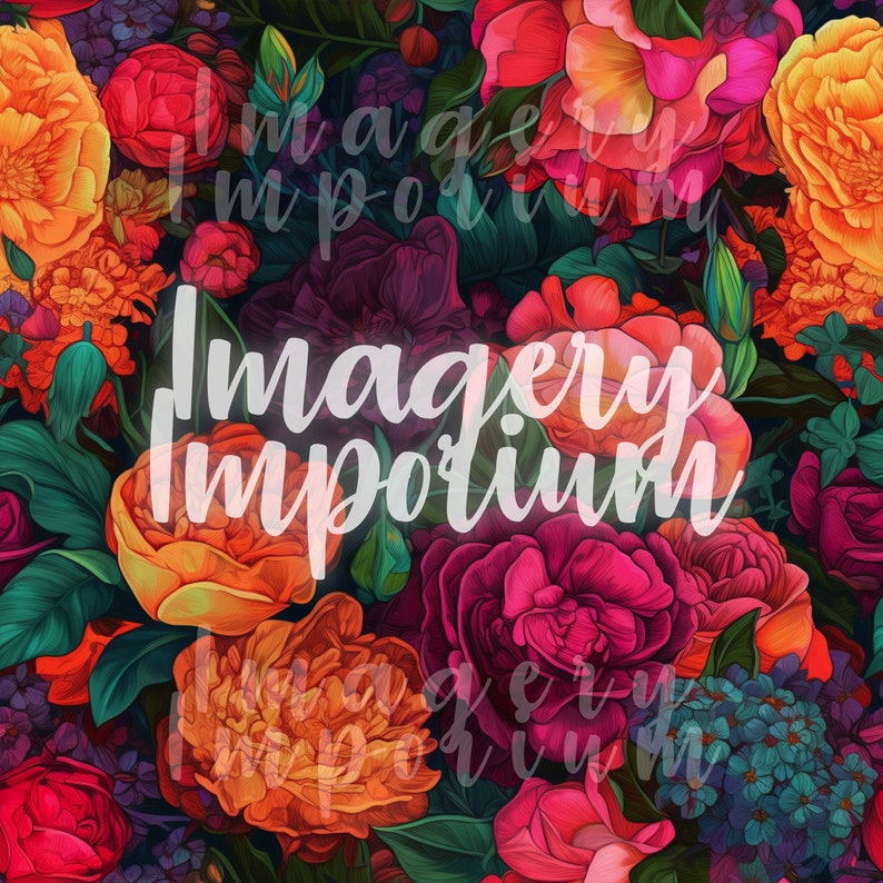 Seamless Digital Paper Summer Floral Medley Bold Colors Bright Flower ...