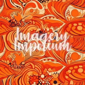 Retro Digital Paper - Summer Orange - 14 Designs - 12x12in - Commercial ...