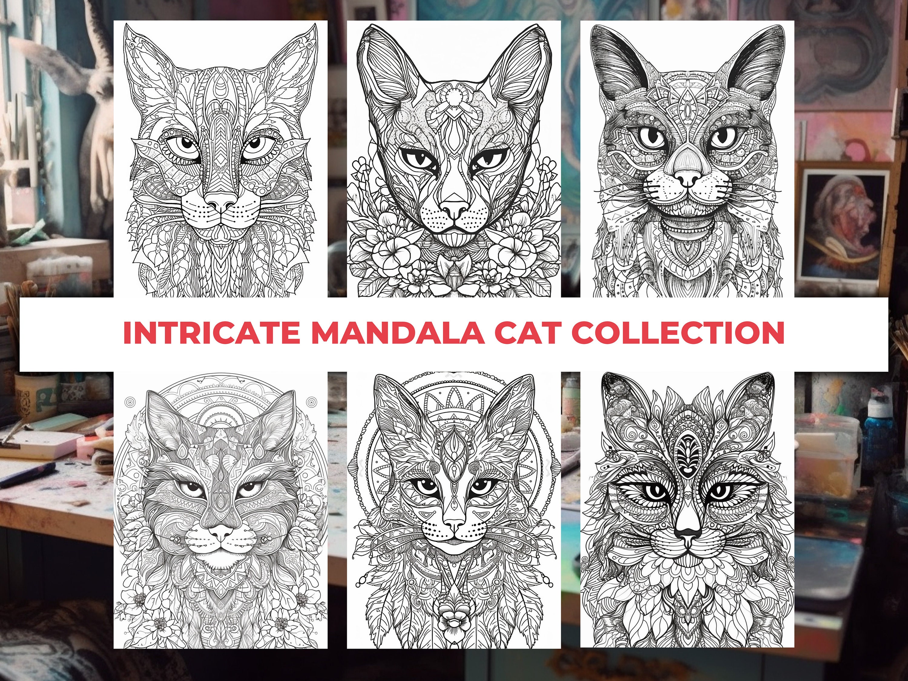 Stress, Anxiety Relief, Cat Coloring Pages With Intricate Mandala ...
