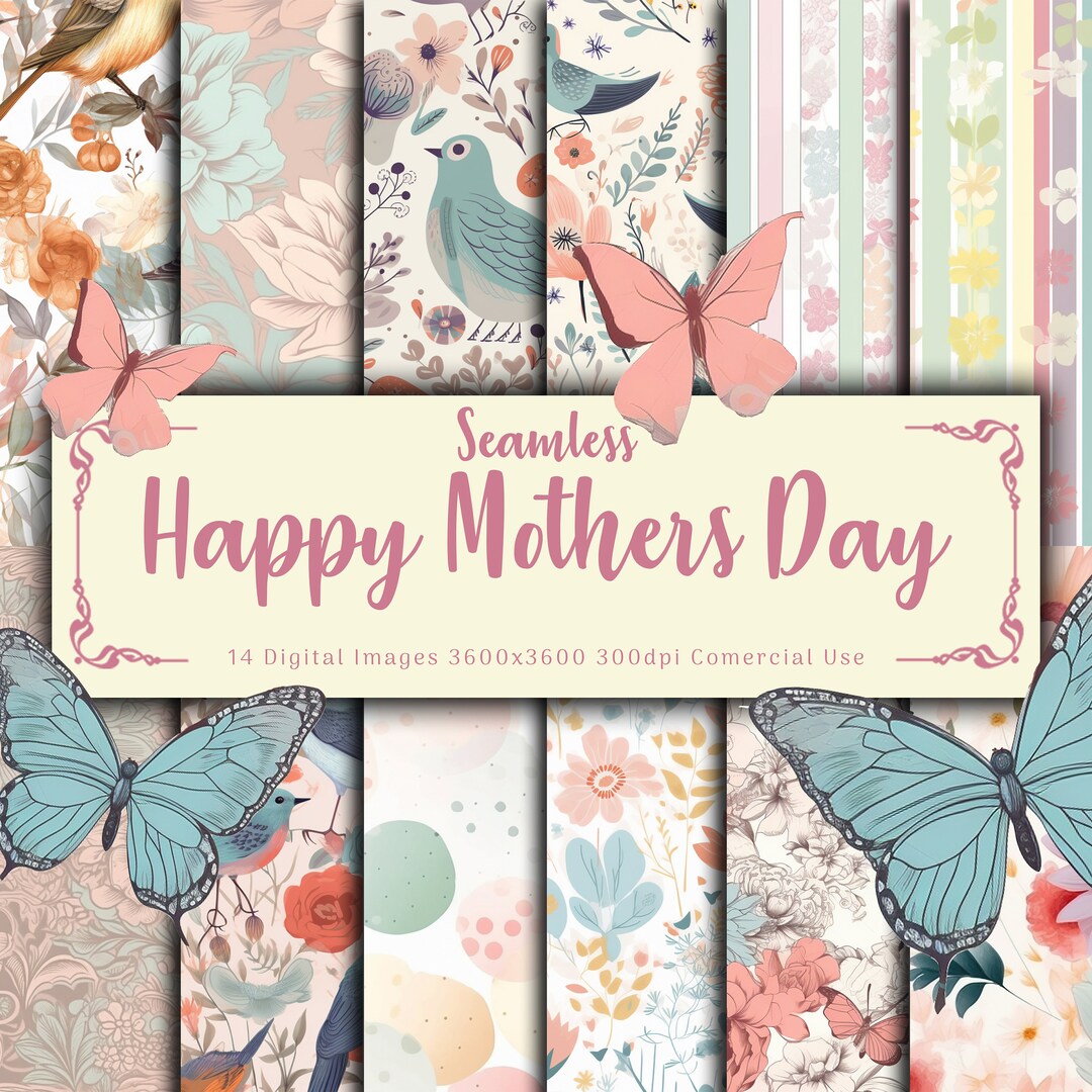 Mother's Day Digital Paper, Seamless Background, Baby Shower Scrapbook ...