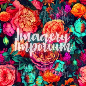 Seamless Digital Paper Summer Floral Medley Bold Colors Bright Flower ...