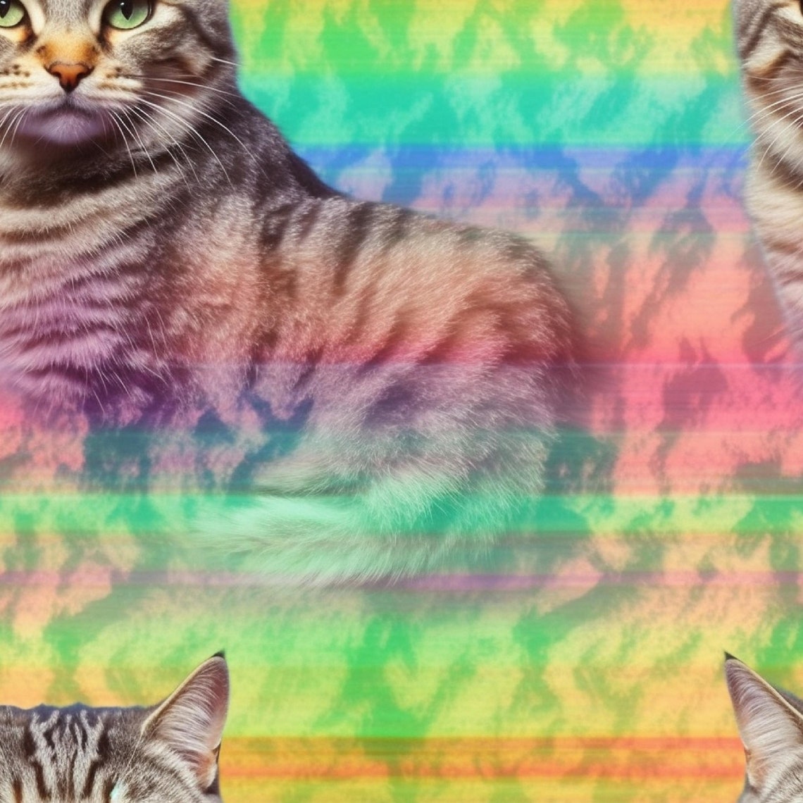 Kitsch Kitten3 Digital Paper, Seamless Cat Themed Digital Pattern ...