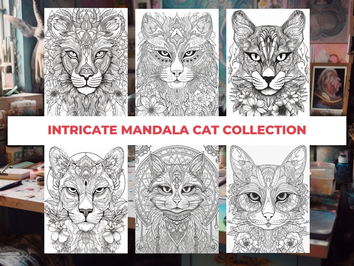 Stress, Anxiety Relief, Cat Coloring Pages With Intricate Mandala ...