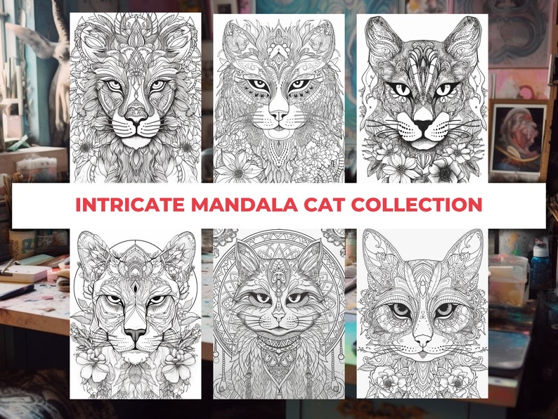 Stress, Anxiety Relief, Cat Coloring Pages With Intricate Mandala ...