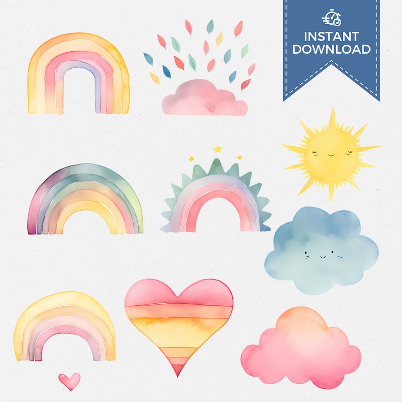 Pastel Rainbow Clipart for Kids Invitation Clipart Rainbow Clipart ...