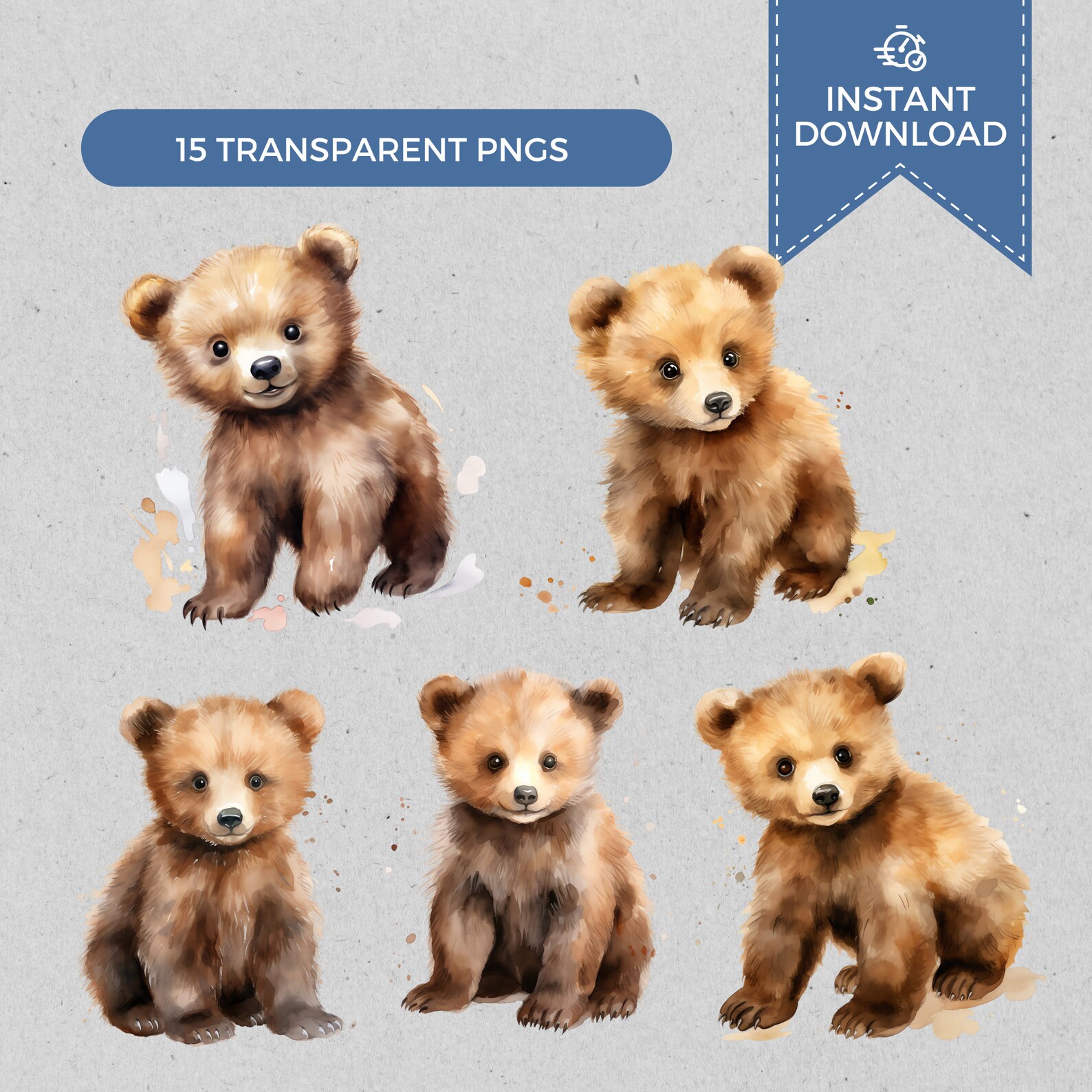 Woodland Animal Clipart Bears Watercolor Bear Clipart Woodland Nursery ...