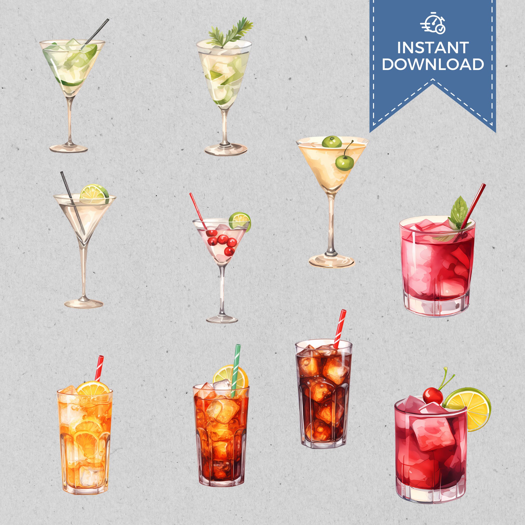 Bar Menu Clipart Drinks Menu Clipart of Alcohol Clipart for - Etsy