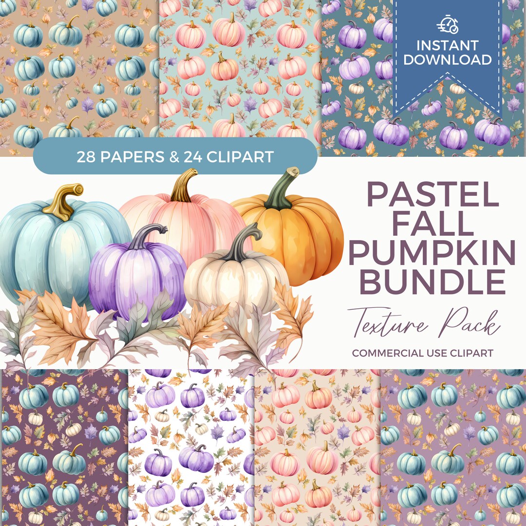Fall Digital Paper & Clipart Bundle Pack of Pastel Pumpkins - Etsy