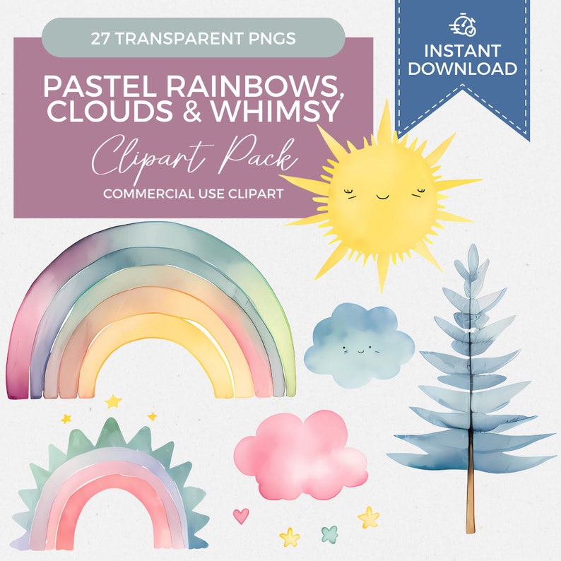Pastel Rainbow Clipart for Kids Invitation Clipart Rainbow Clipart ...