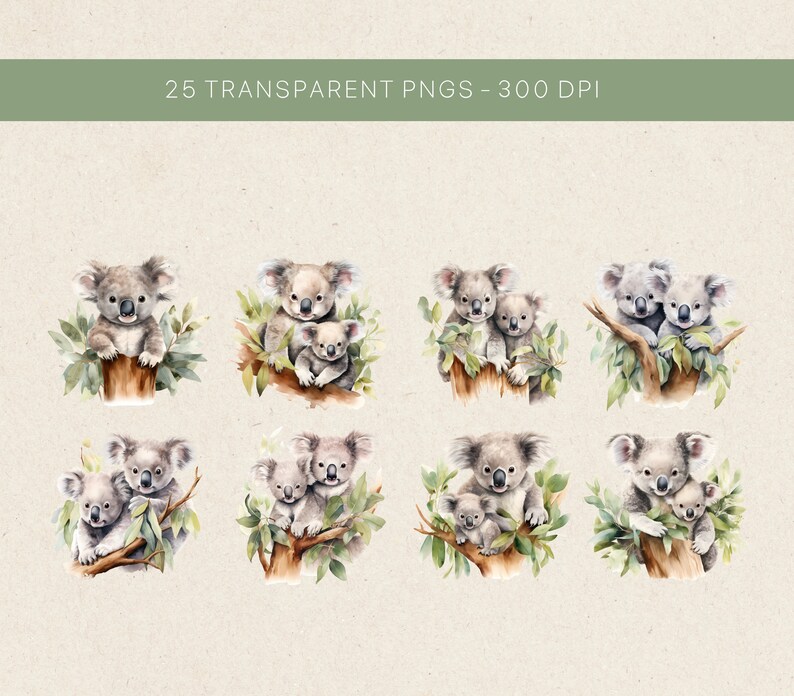 Koala Clipart Watercolor Clipart Koalas Australian Clipart Baby Koala ...