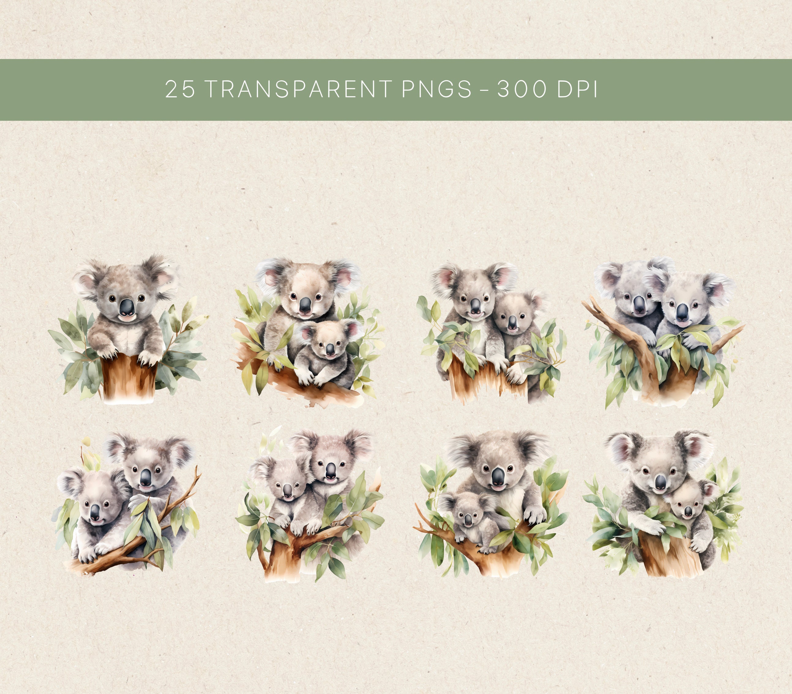Koala Clipart Watercolor Clipart Koalas Australian Clipart Baby Koala ...