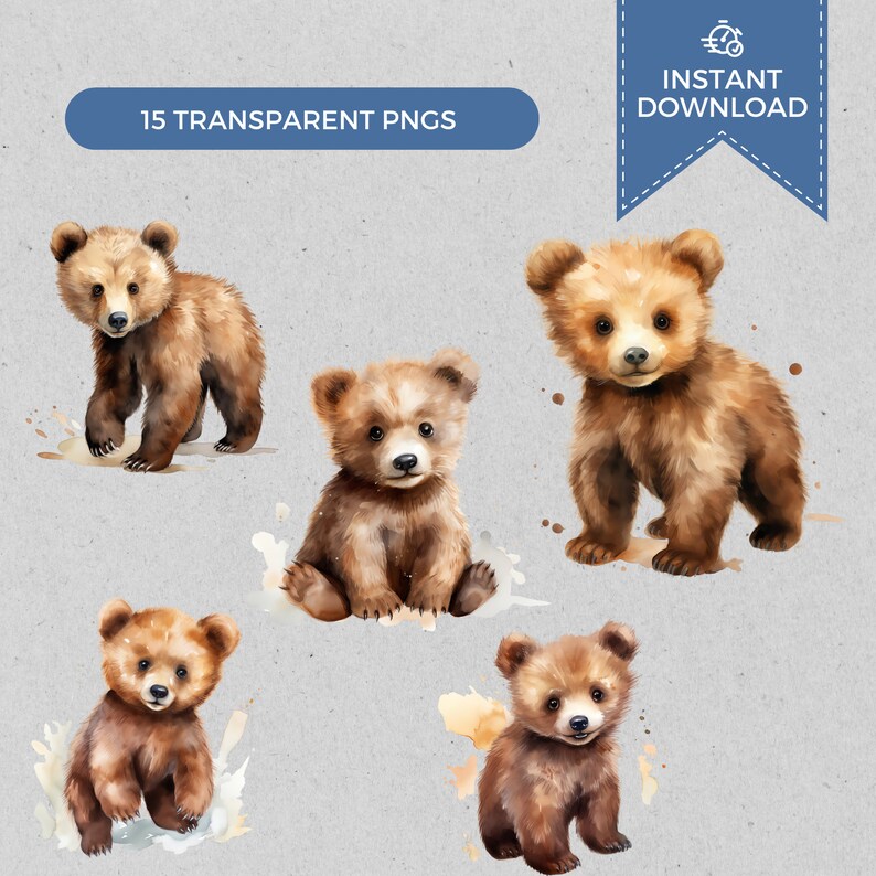 Woodland Animal Clipart Bears Watercolor Bear Clipart Woodland Nursery ...