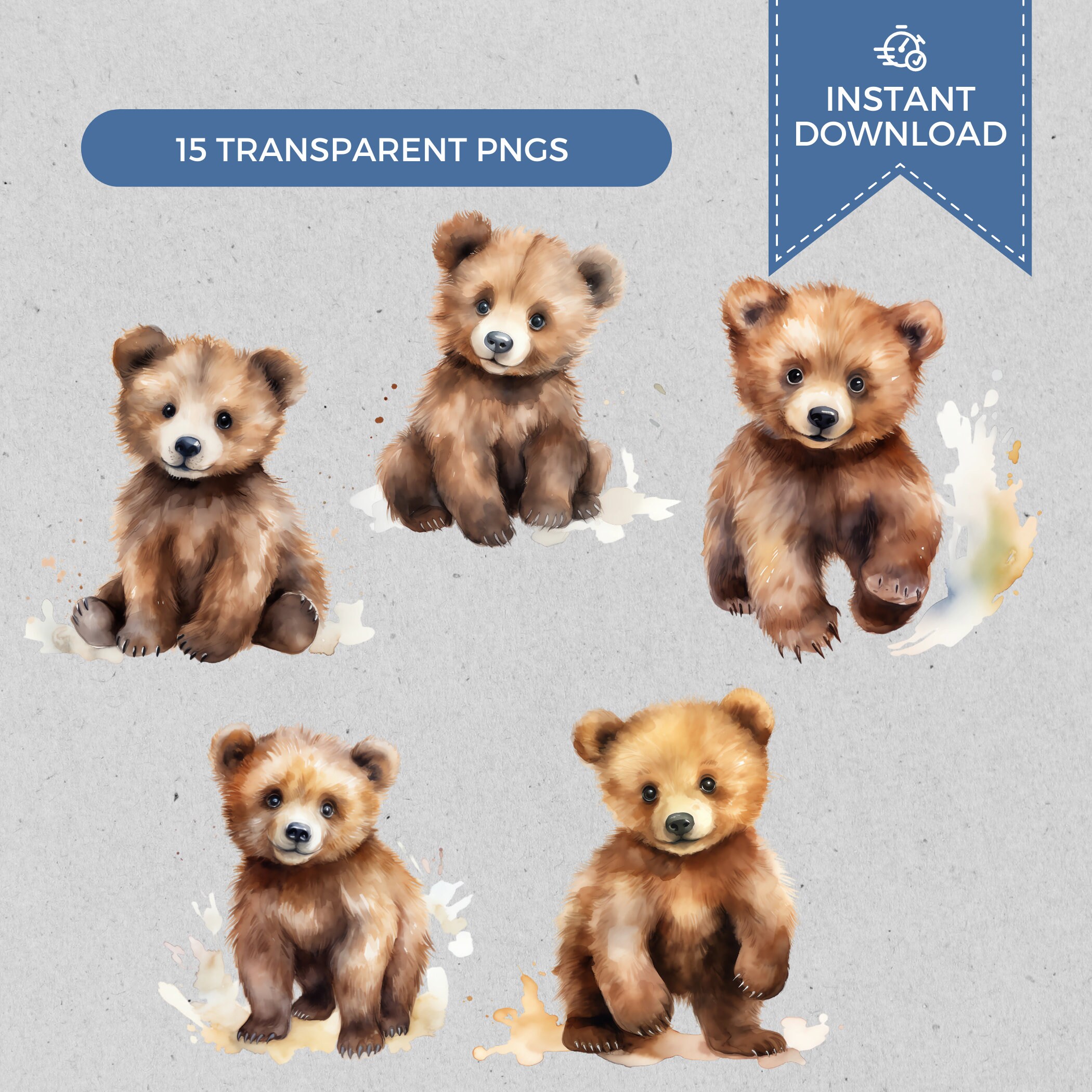 Woodland Animal Clipart Bears Watercolor Bear Clipart Woodland Nursery ...