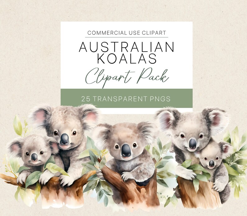 Koala Clipart Watercolor Clipart Koalas Australian Clipart Baby Koala ...