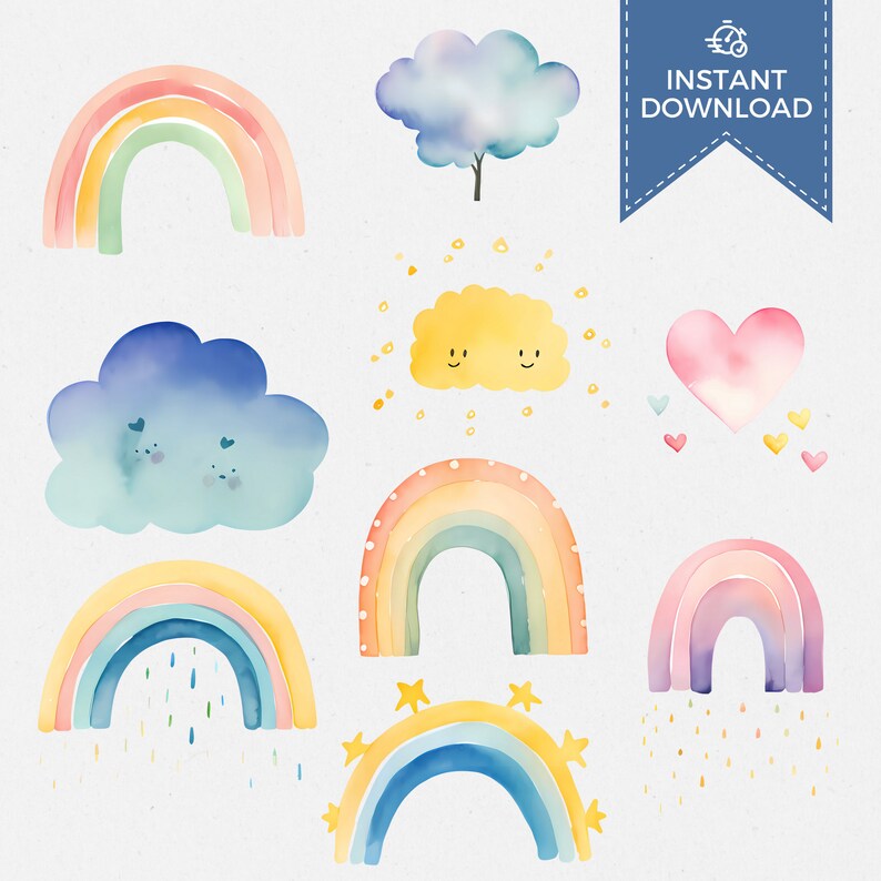 Pastel Rainbow Clipart for Kids Invitation Clipart Rainbow Clipart ...