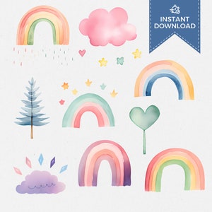 Pastel Rainbow Clipart for Kids Invitation Clipart Rainbow Clipart ...