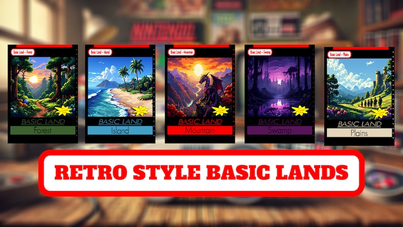 Magic the Gathering Basic Land Retro Art, Nintendo - Etsy
