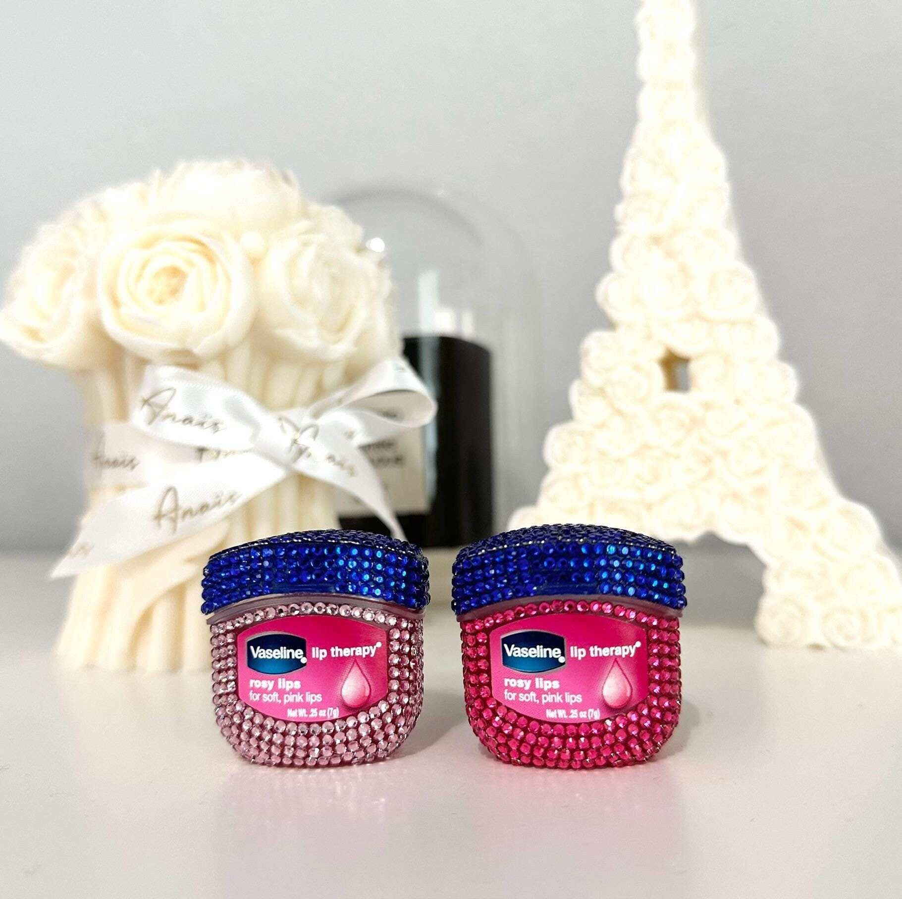 Bling Bedazzled Rhinestone Mini Lip Therapy Vaseline | Pink Rosy Lips ...