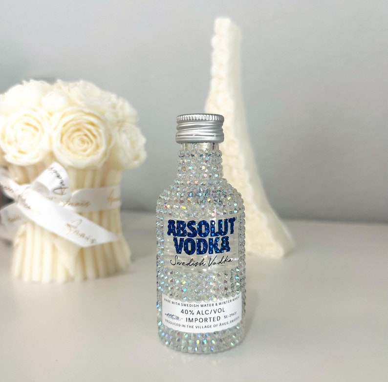 Blinged Bedazzled Rhinestone A Vodka Mini Decanter Bottle 50ml Birthday ...