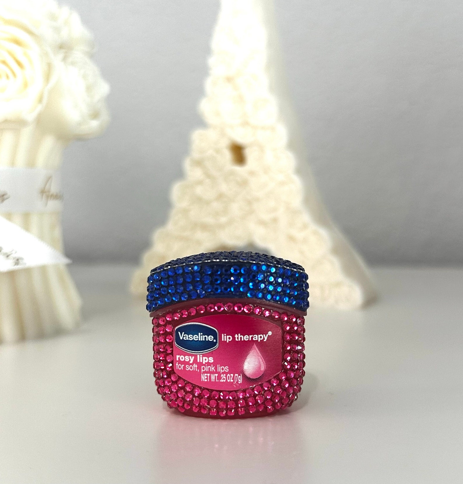Bling Bedazzled Rhinestone Mini Lip Therapy Vaseline | Pink Rosy Lips - Etsy