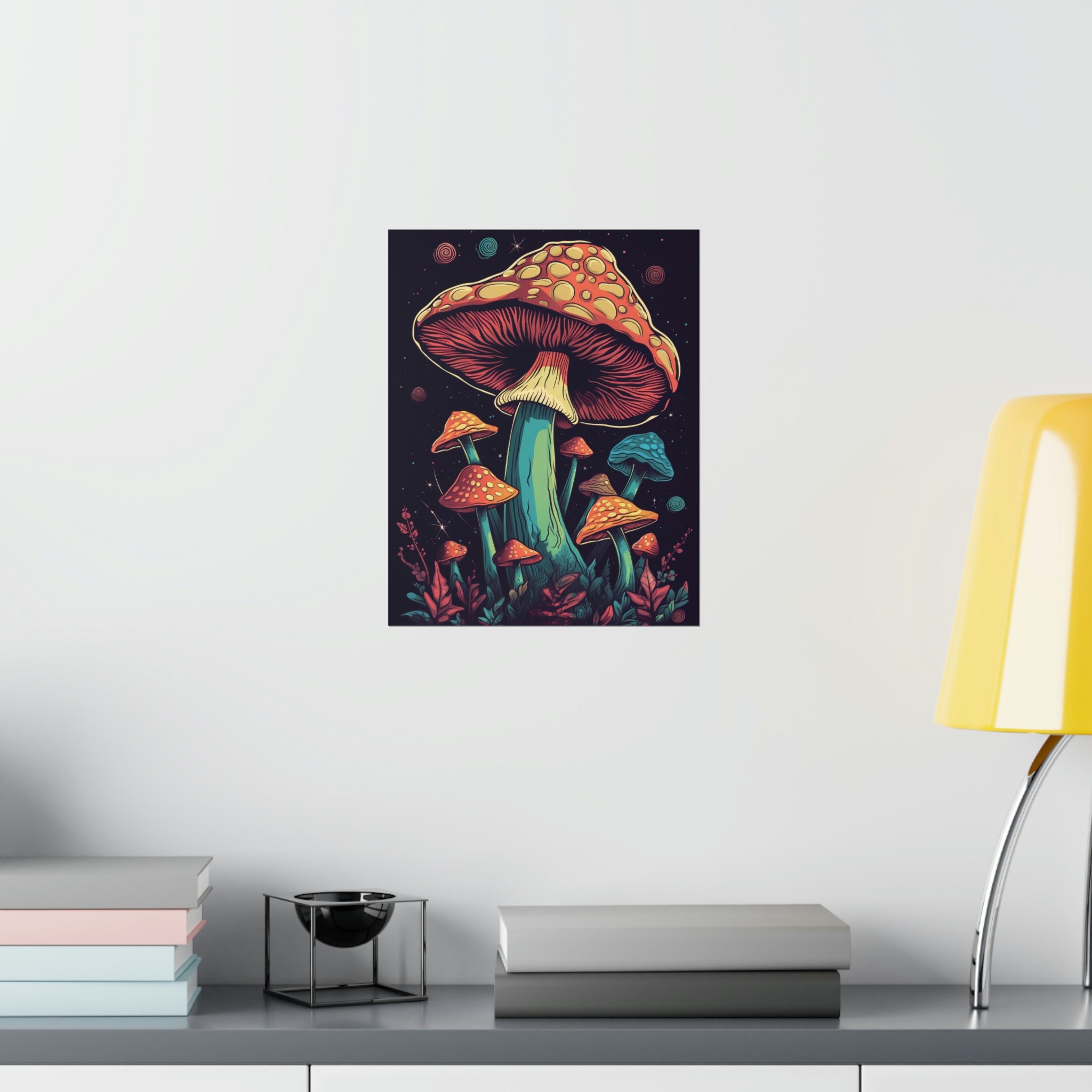 Colorful Mushroom Poster - Etsy