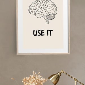 Brain Use It Printable Poster, Digital Art Brain Illustration for Home ...