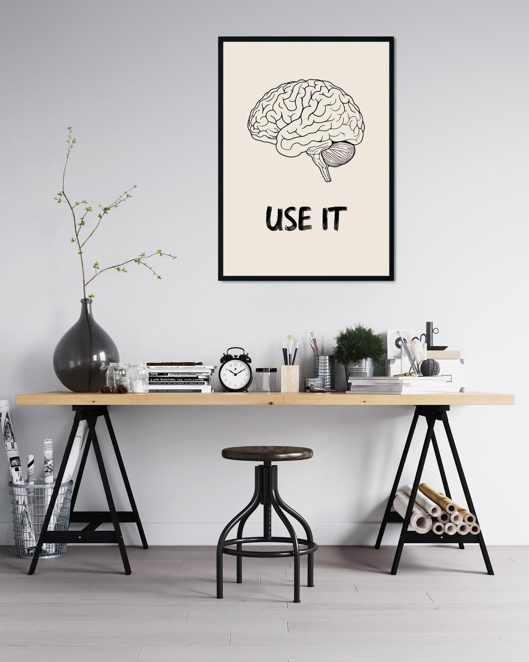 Brain Use It Printable Poster, Digital Art Brain Illustration for Home ...