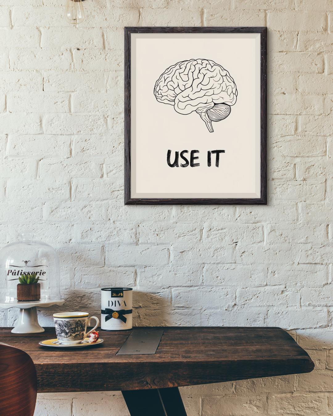 Brain Use It Printable Poster, Digital Art Brain Illustration for Home ...