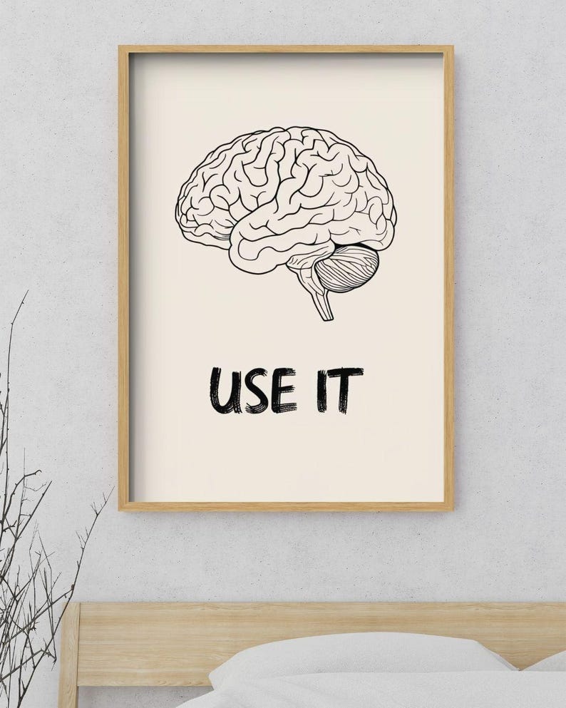 Brain Use It Printable Poster, Digital Art Brain Illustration for Home ...