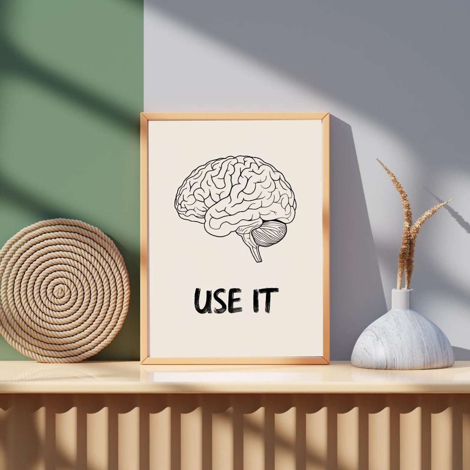 Brain Use It Printable Poster, Digital Art Brain Illustration for Home ...
