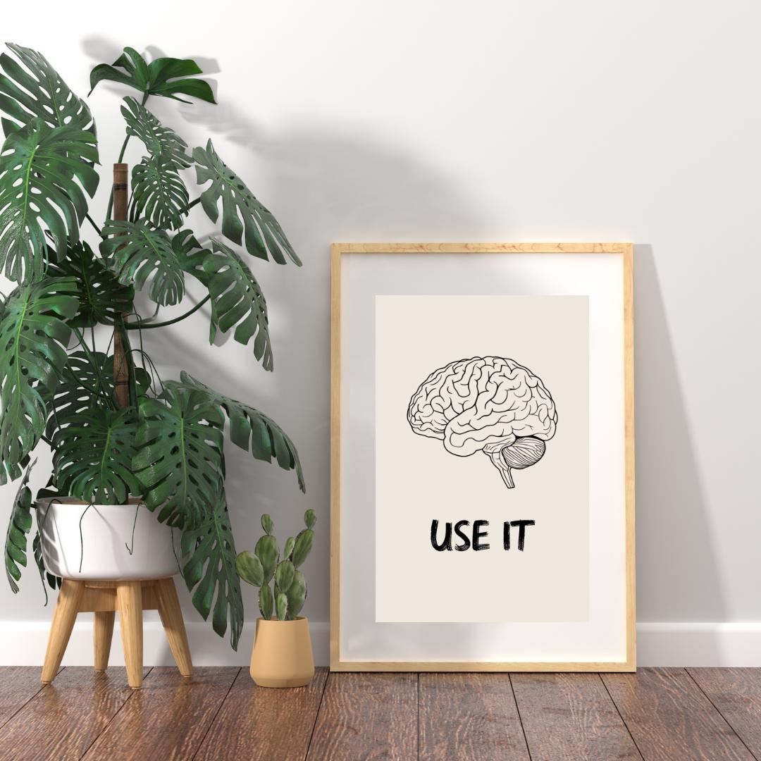 Brain Use It Printable Poster, Digital Art Brain Illustration for Home ...