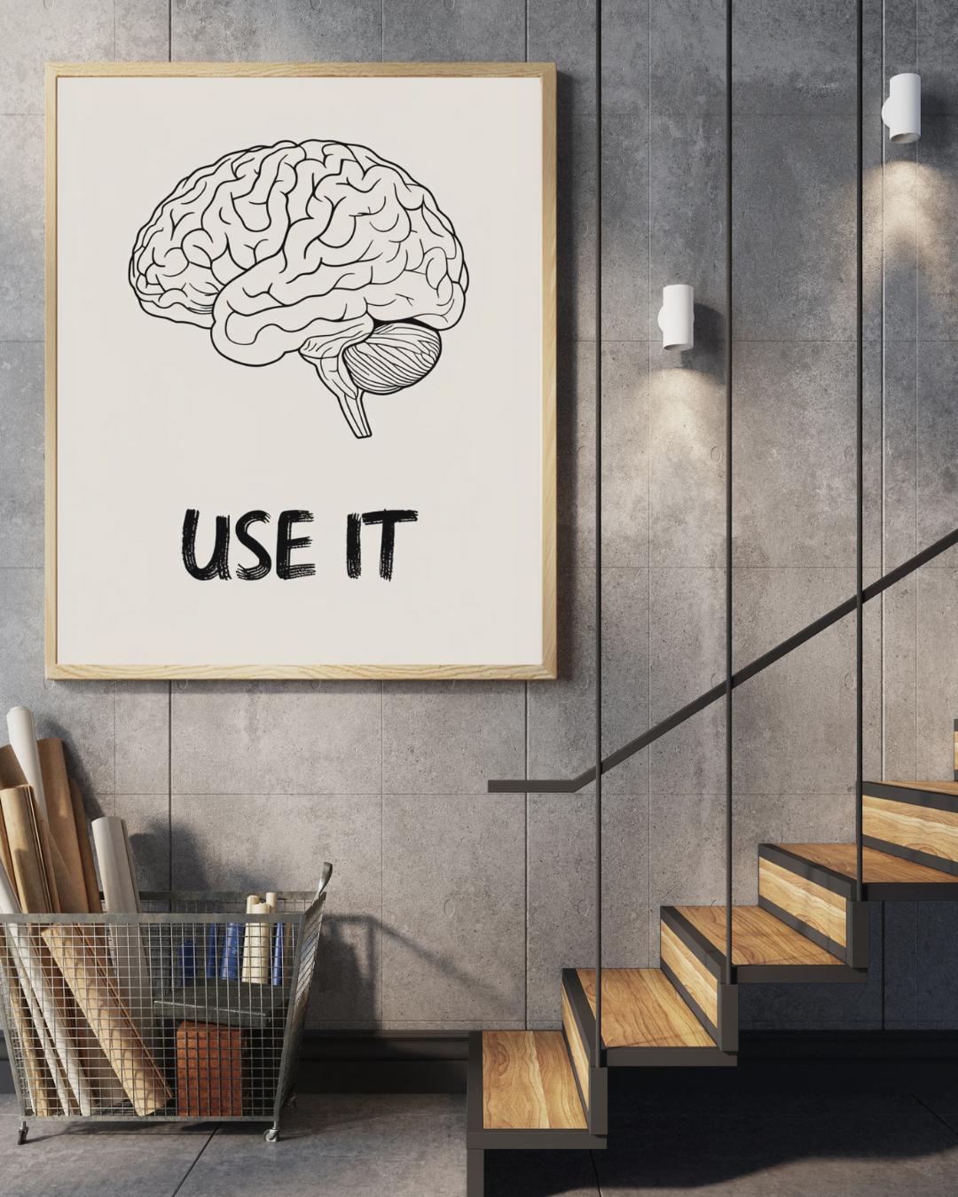 Brain Use It Printable Poster, Digital Art Brain Illustration for Home ...