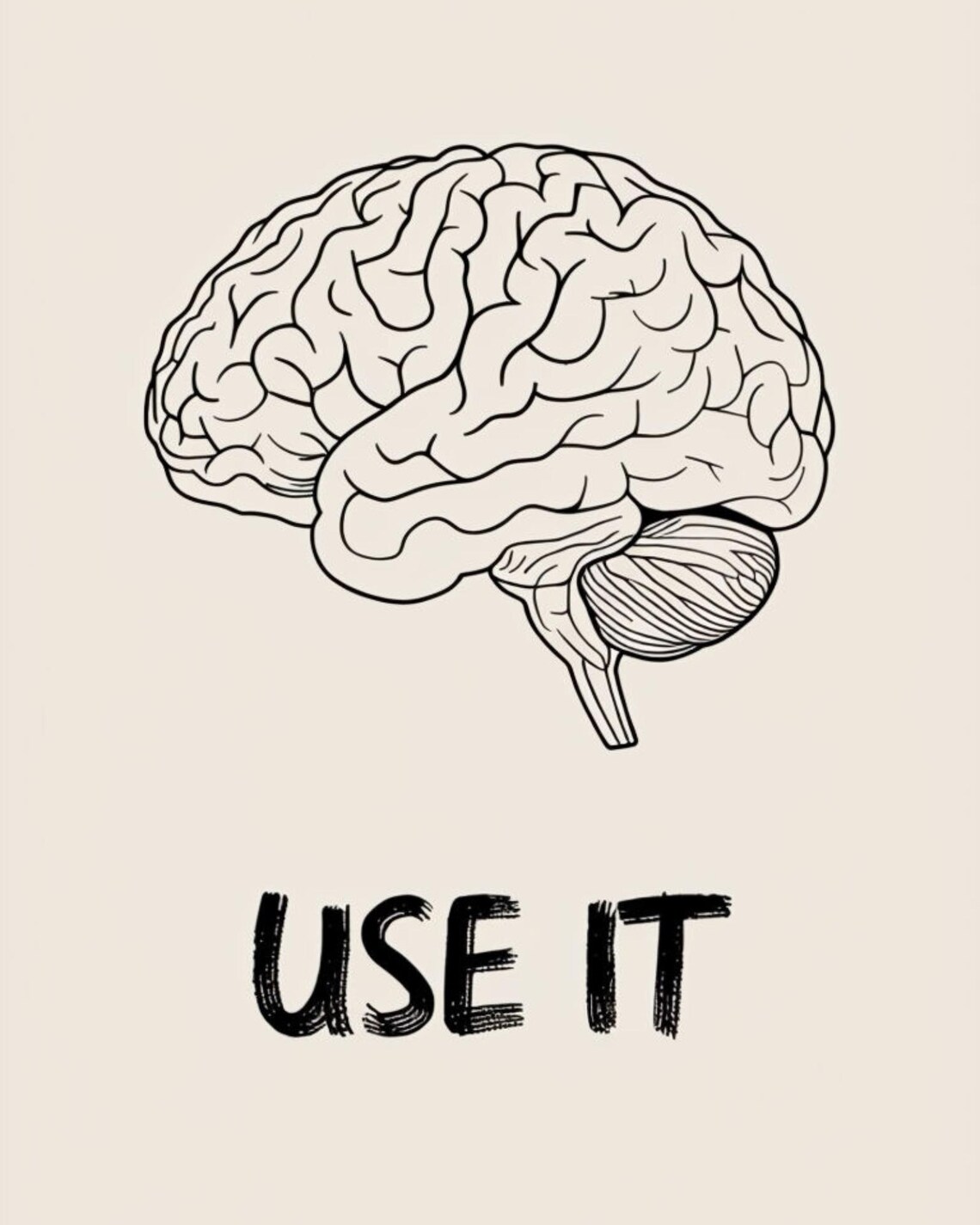 Brain Use It Printable Poster, Digital Art Brain Illustration for Home ...
