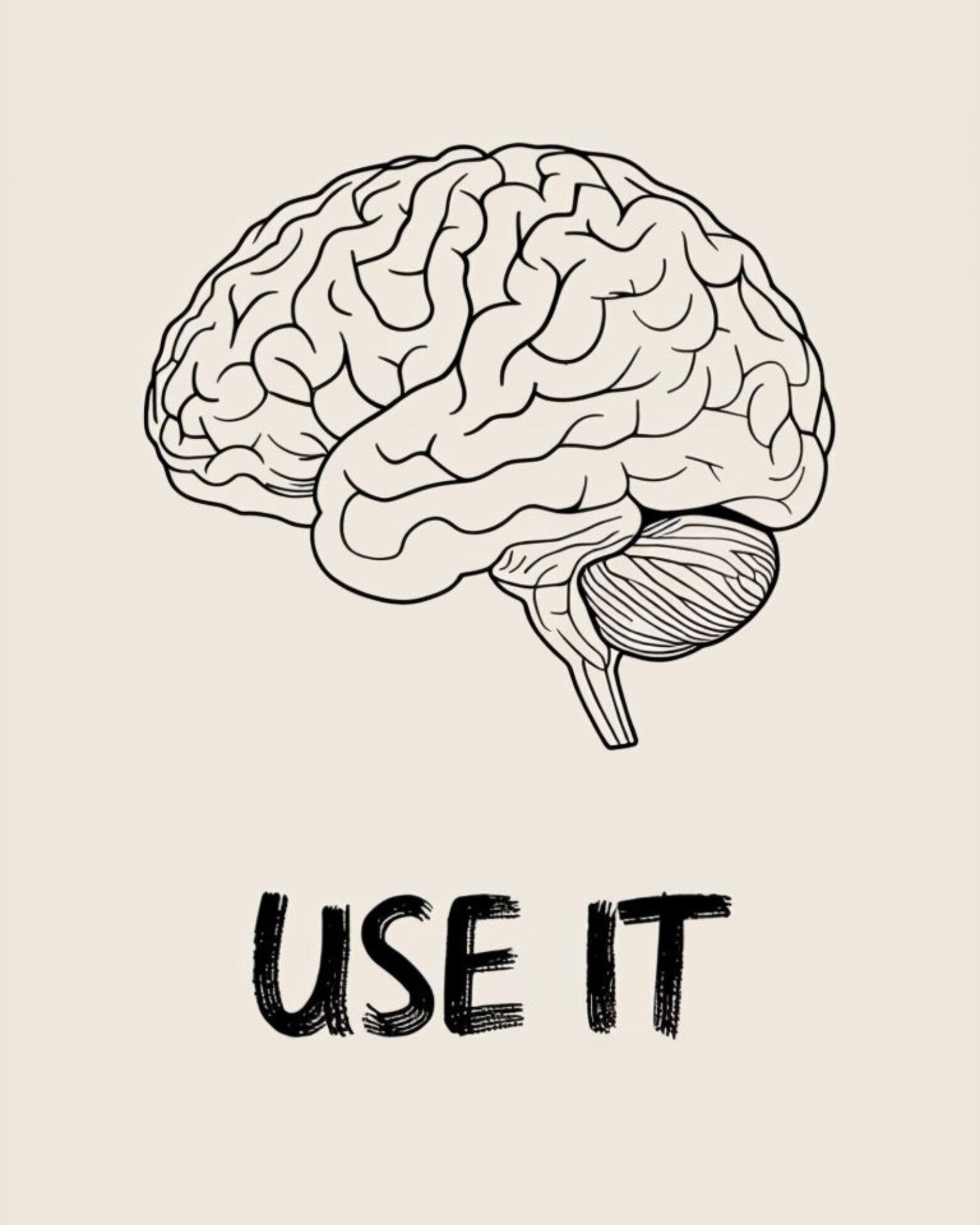 Brain Use It Printable Poster, Digital Art Brain Illustration for Home ...
