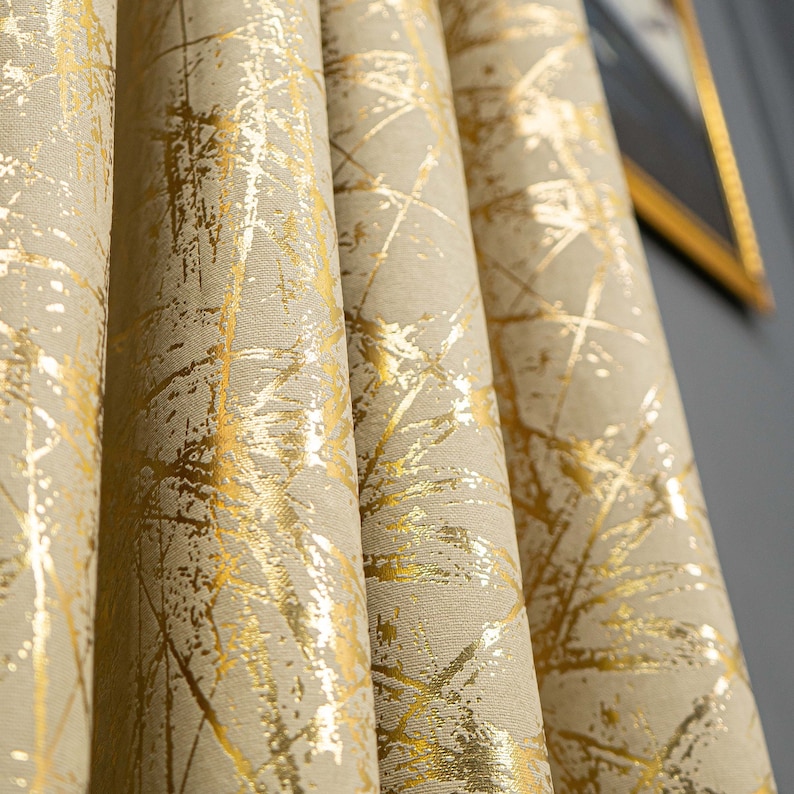 Gold Velvet Curtains With Elegant Stripes for Living Room or Bedroom - Etsy